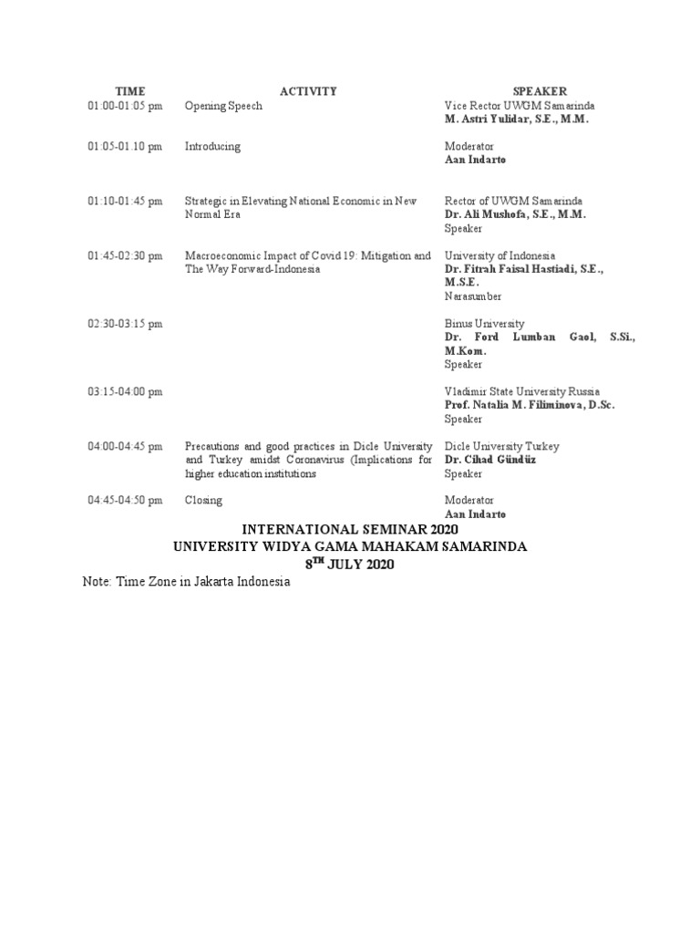 Rundown Seminar International | PDF