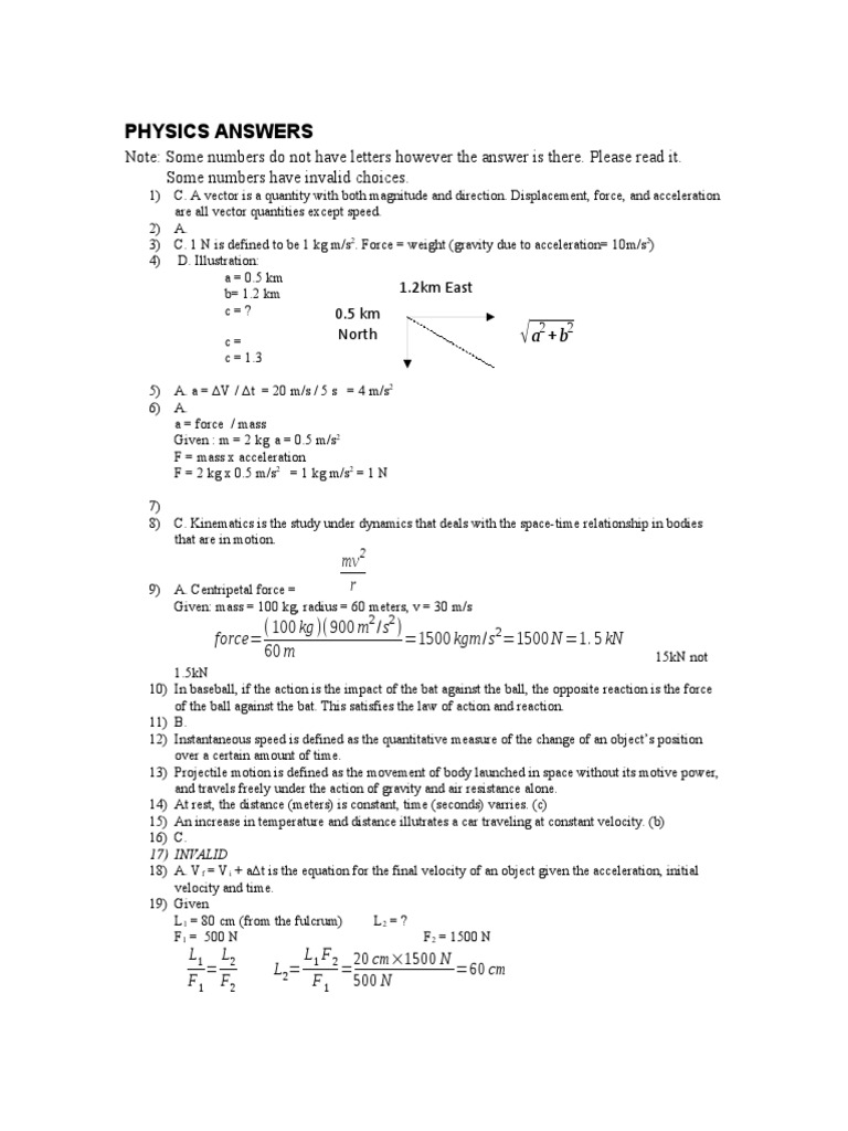 Physics Worksheets Answers | PDF | Acceleration | Waves