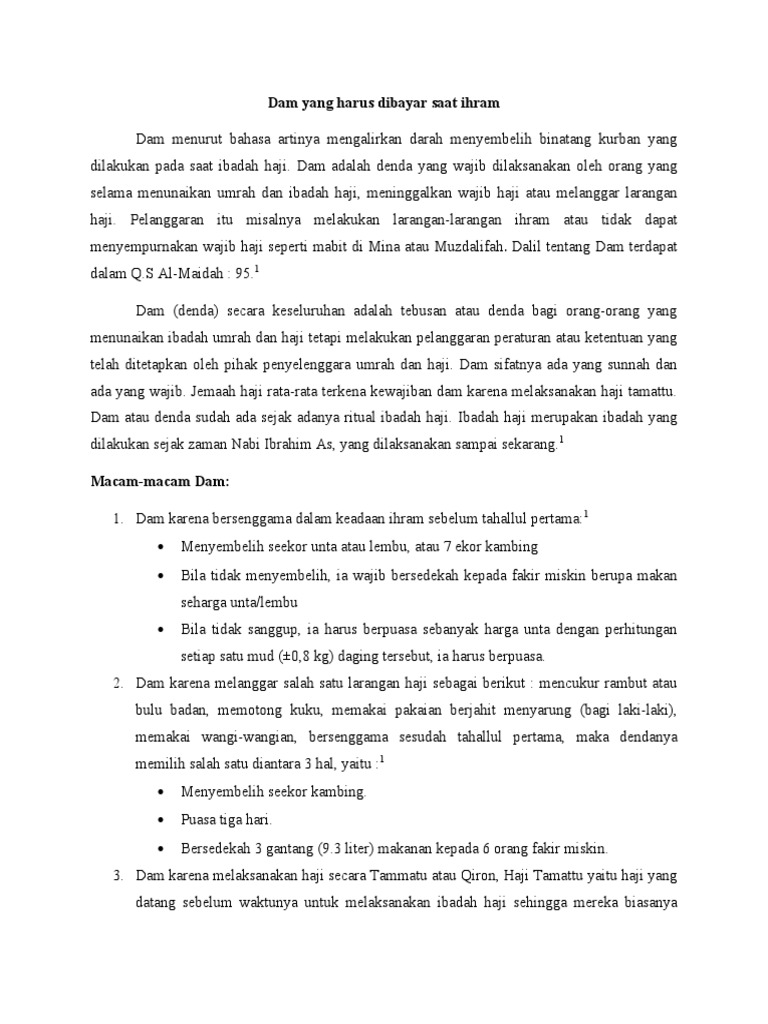 Jenis-jenis Dam dalam Haji dan Umrah | PDF | Agama & Spiritualitas