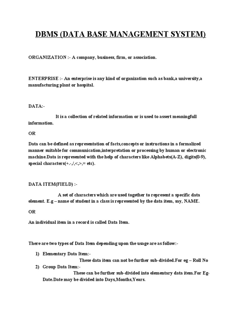 Dbms (Data Base Management System) | PDF | Databases | Conceptual Model