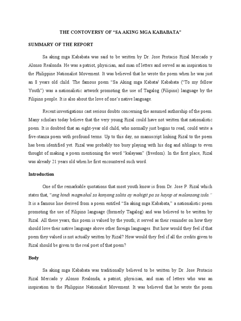 Sa Aking Mga Kababata | PDF | Philippines | Poetry