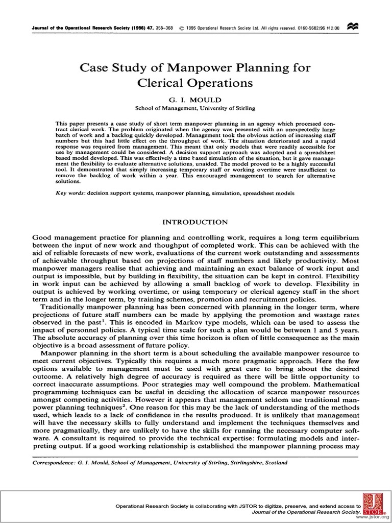 Case Study Man Power Planning - Bahan Bimbingan PDF | PDF | Simulation ...