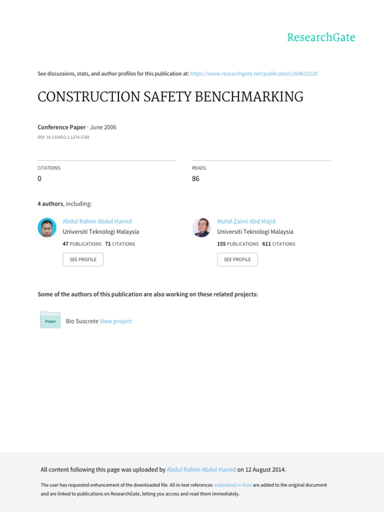 Construction Safety Benchmarking: June 2006 | PDF | Benchmarking ...