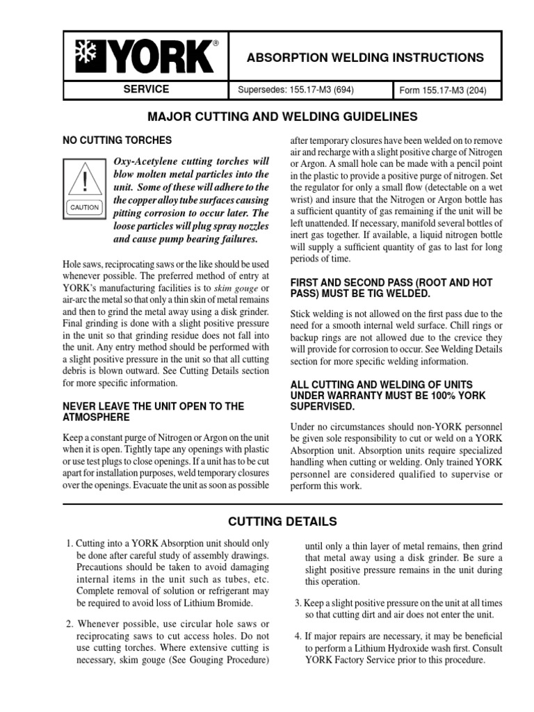Absorption Welding Instructions: Service | PDF | Welding | Construction