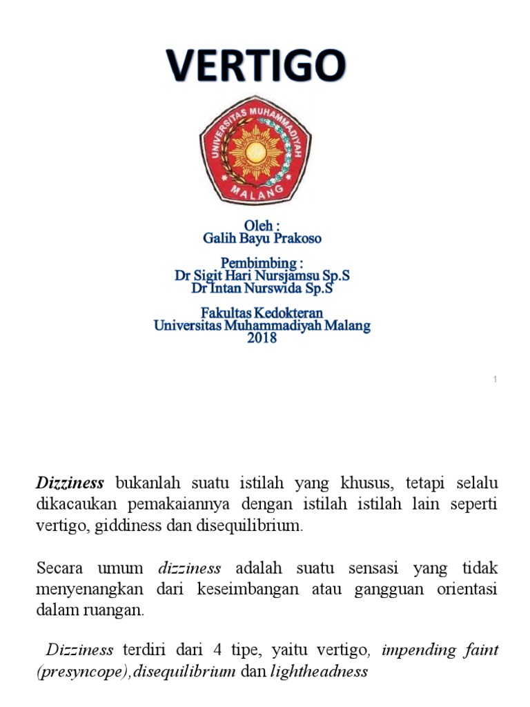 Vertigo | PDF | Vertigo | Vestibular System