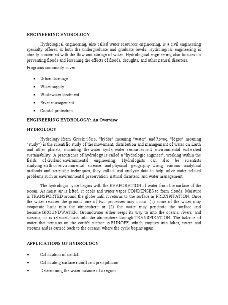 Engineering Hydrology | PDF | Rain | Hydrology