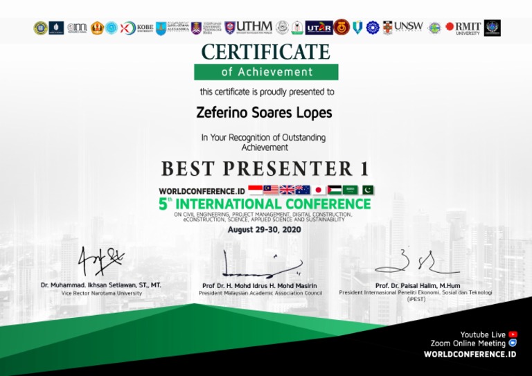 Certificate Best Presenter | PDF