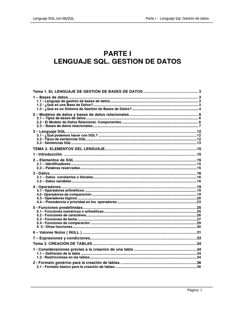 Mysql AulaMentor PDF | PDF | SQL | Base de datos relacional