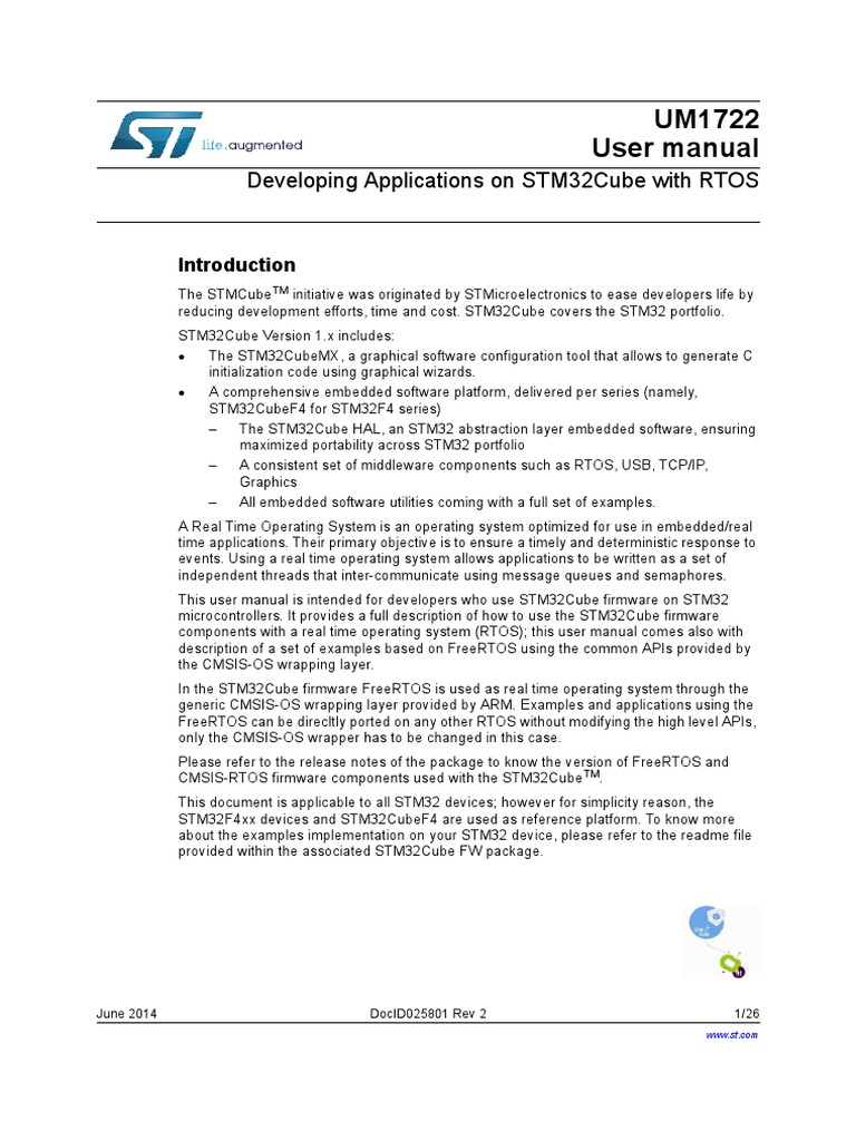 Developing Applications On STM32Cube With RTOS PDF | PDF | Thread (Computing) | Embedded System