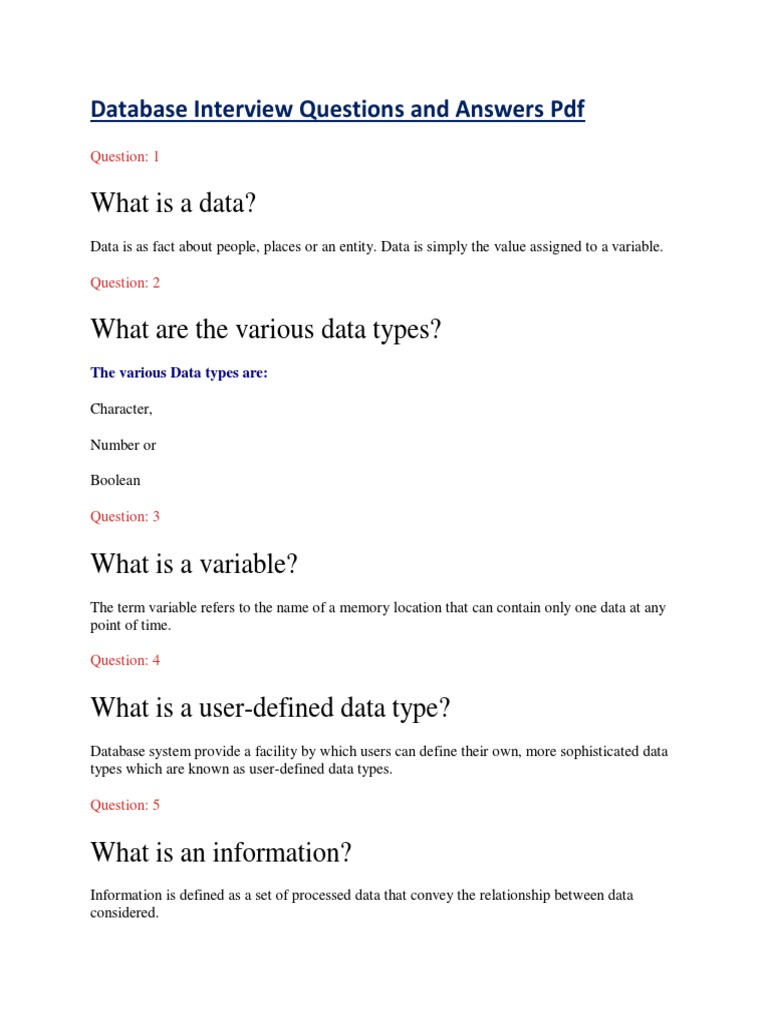Database Interview Questions Answers Pdf Pdf
