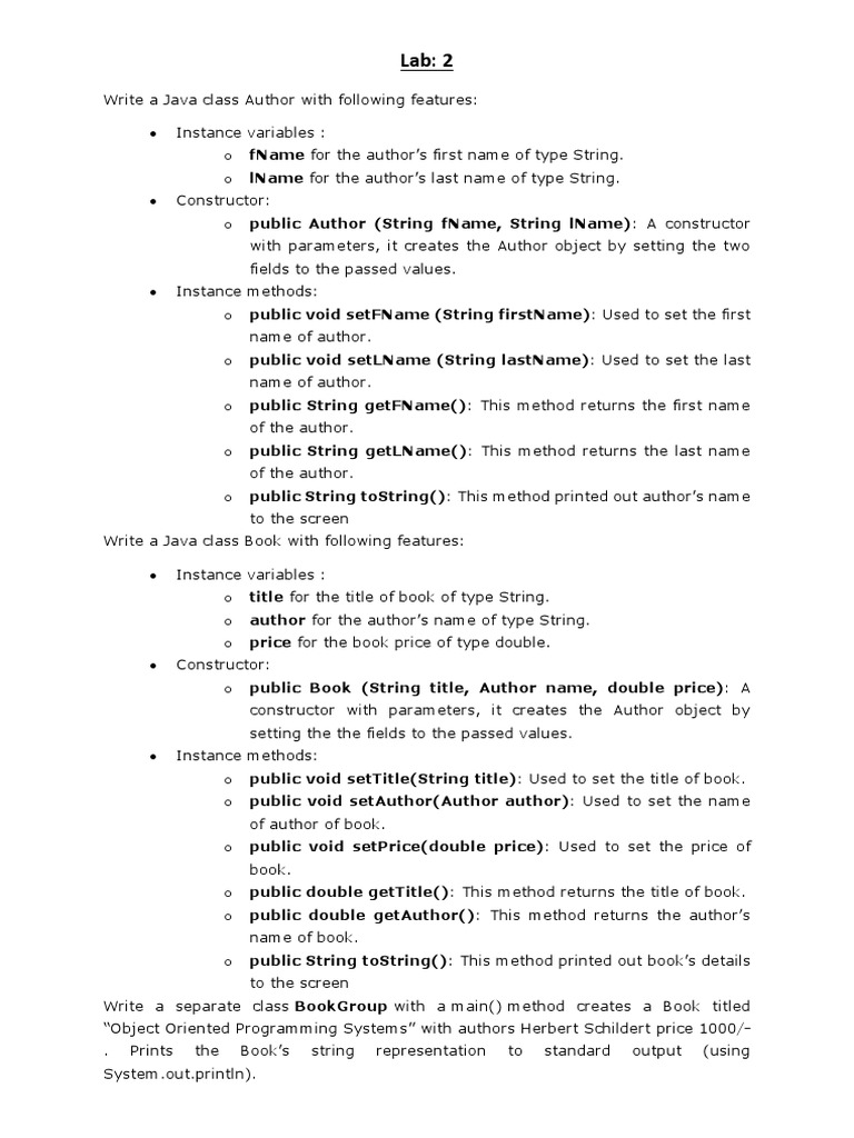 Lab 2 Pdf Method Computer Programming Constructor Object Oriented Programming