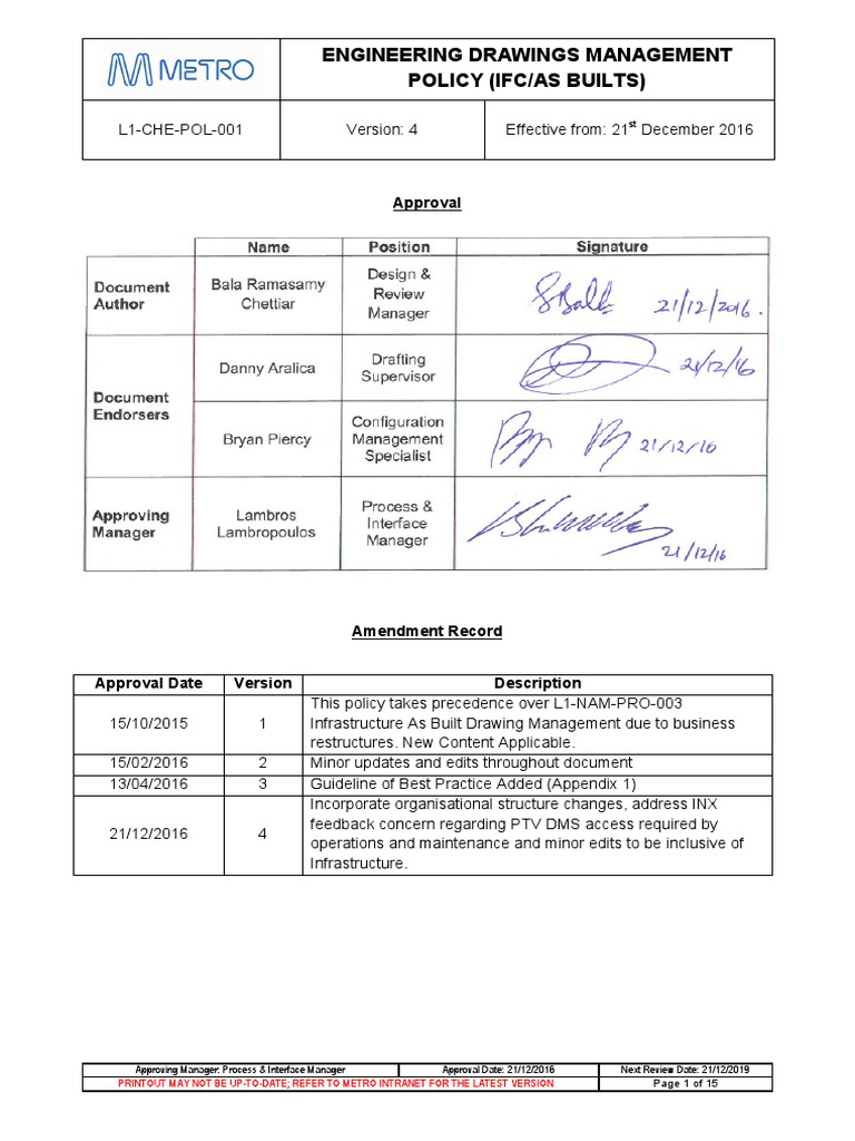 Engineering Drawings Management Policy | PDF | Engineering Design ...