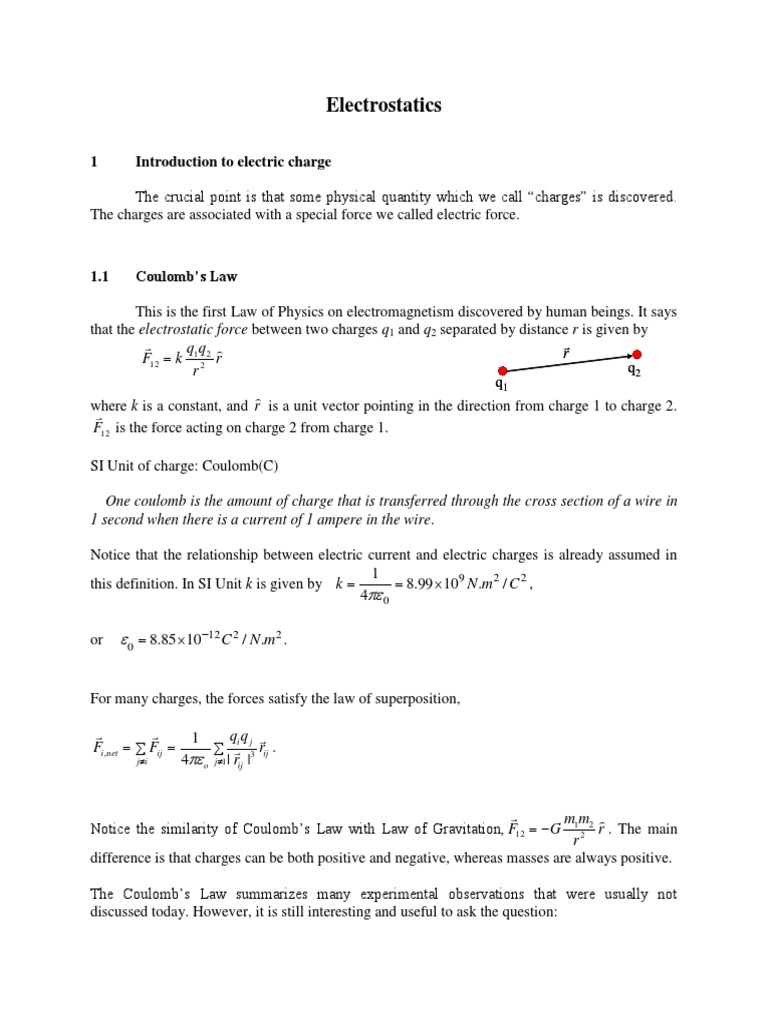 Electrostatics: 1 Introduction To Electric Charge | PDF | Electric ...