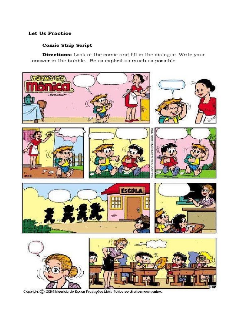 Let Us Practice: Comic Strip Script Directions: Look at The Comic and ...