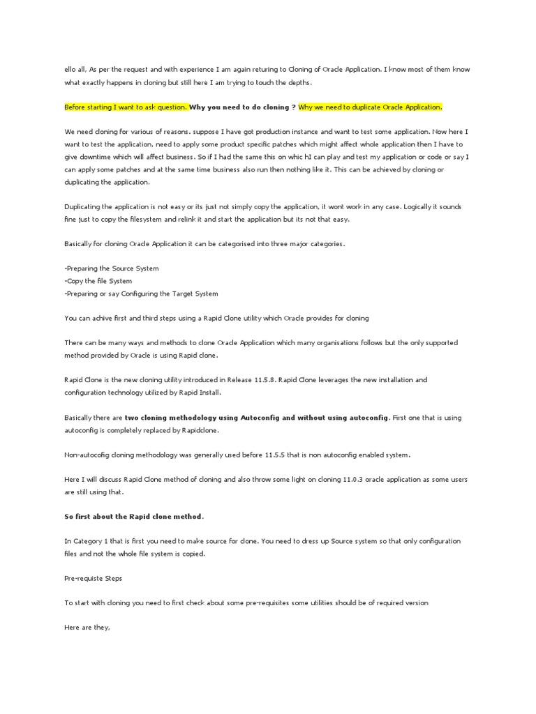 Rapid Clone Method for Duplicating Oracle Applications | PDF | Databases | Computer File