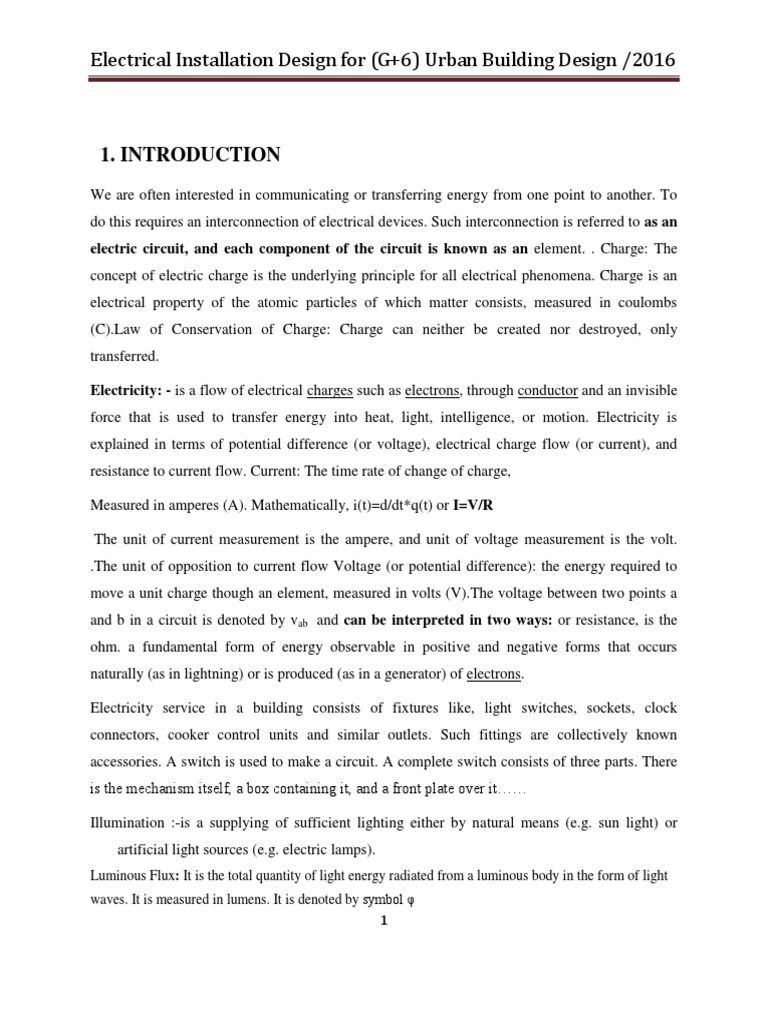 Electrical Design for G+6 Urban Building | PDF | Electric Charge ...
