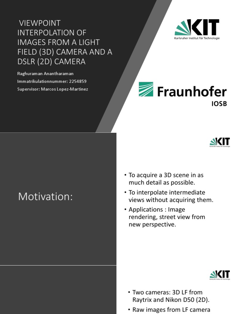 Viewpoint Interpolation of Images From A Light Field (3D) Camera and A ...