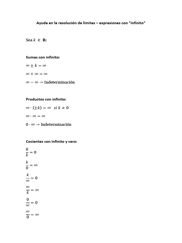 Límites - Operaciones Con Infinito | PDF