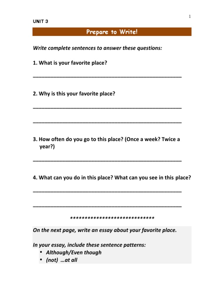 Exploring Favorite Places: A Writing Prompt to Elicit Personal ...