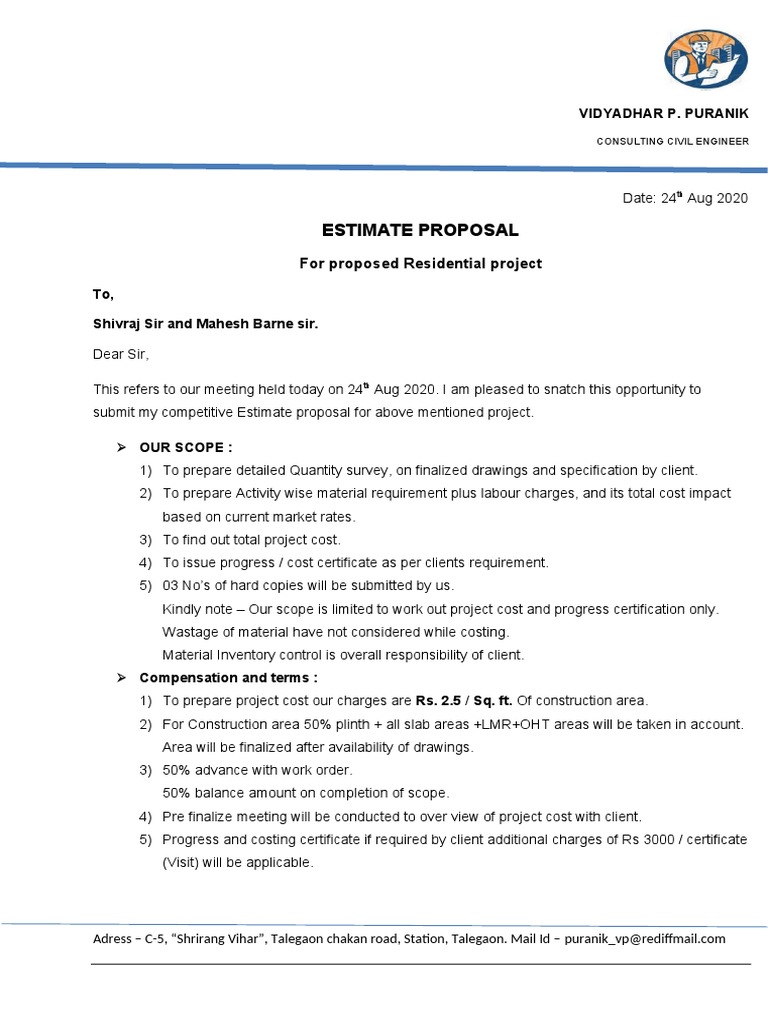 Estimate Proposal | PDF | Economic Sectors | Economies