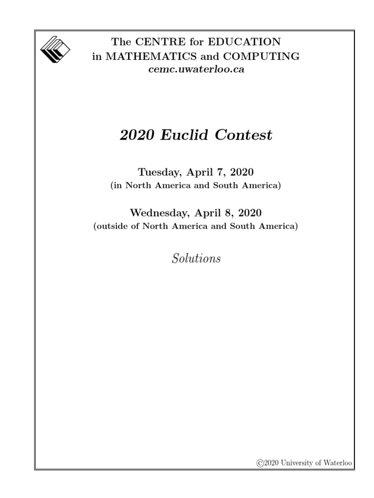 2020 Euclid Contest: The Centre For Education in Mathematics and ...