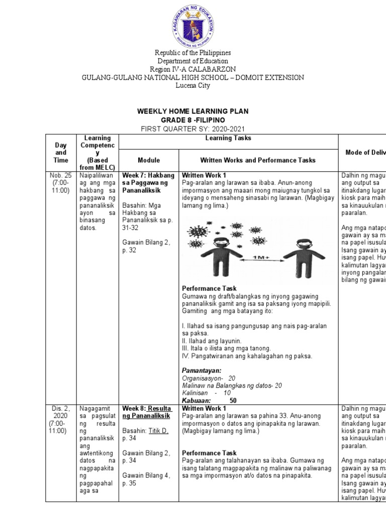 WHLP Filipino 8 Q1 W7 and 8 | PDF
