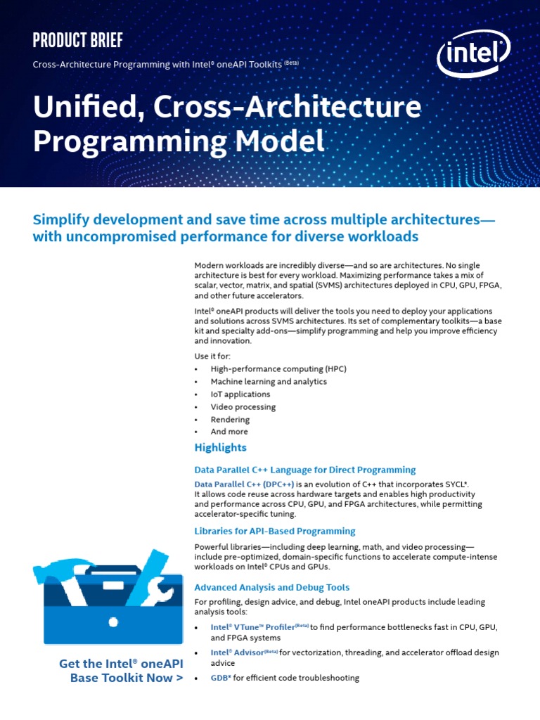 Unified, Cross-Architecture Programming Model: Product Brief | PDF | Graphics Processing Unit ...