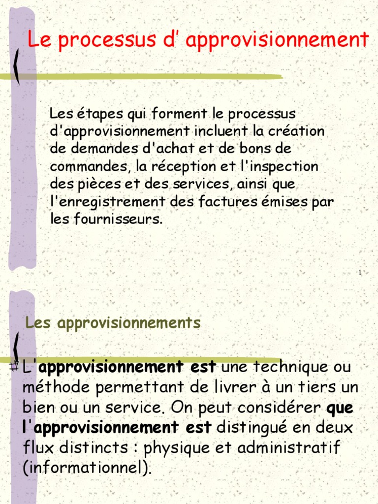 Le Processus Ou Circuit D'approvisionnement - Copie | PDF | Procuration ...