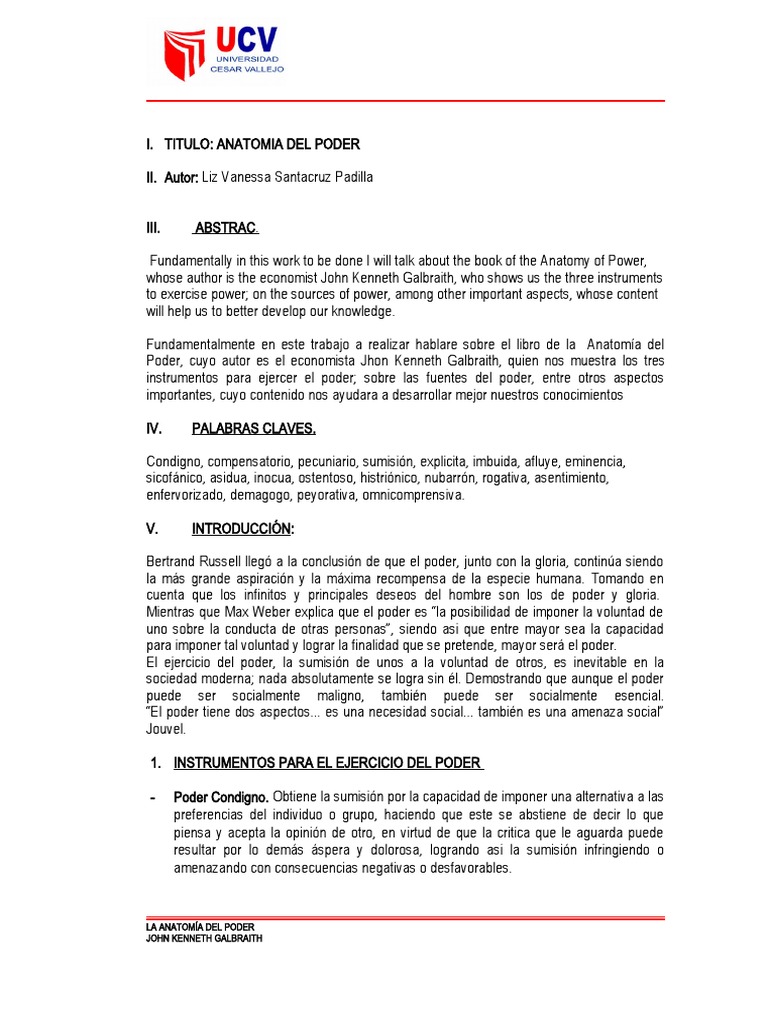 Anatomía del Poder según Galbraith | PDF | Capitalismo | Estado (política)