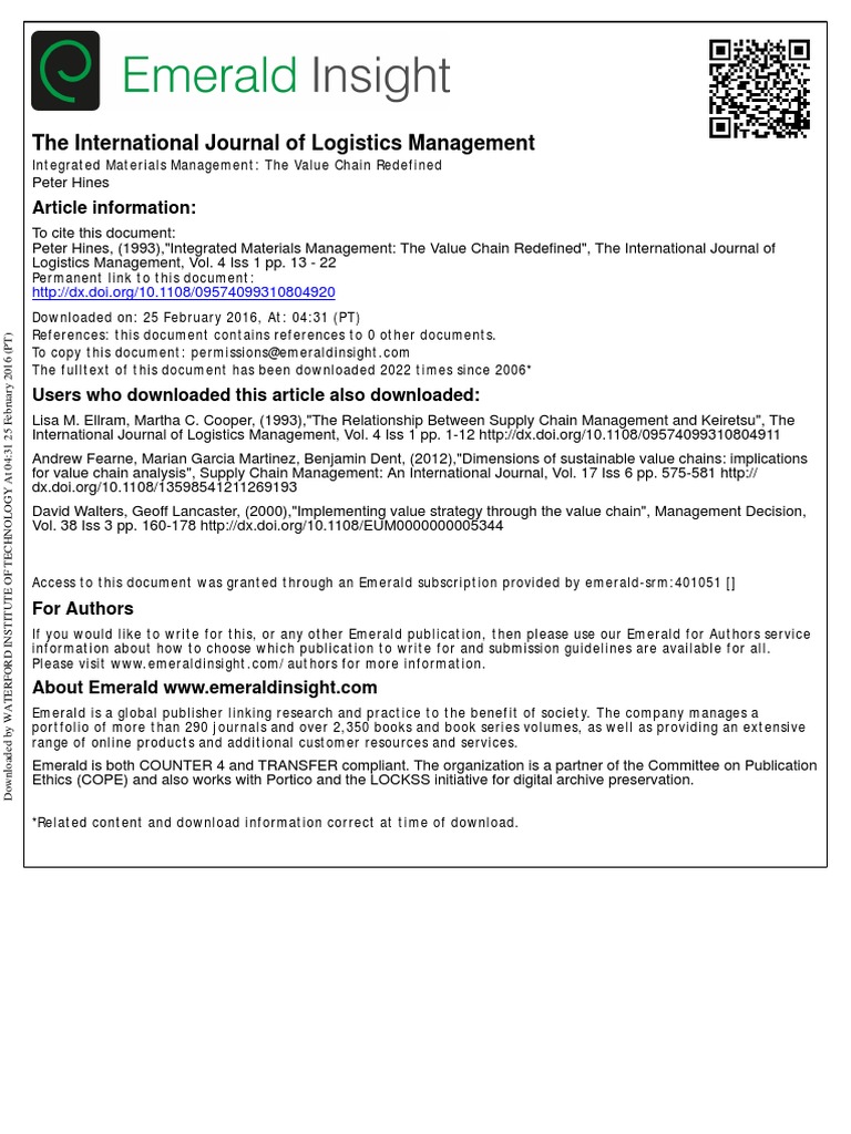 Integrated Materials Management Insights | PDF