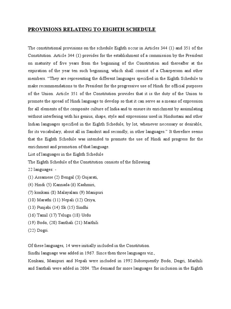 Provisions Relating To Eighth Schedule | PDF | Language Varieties And ...