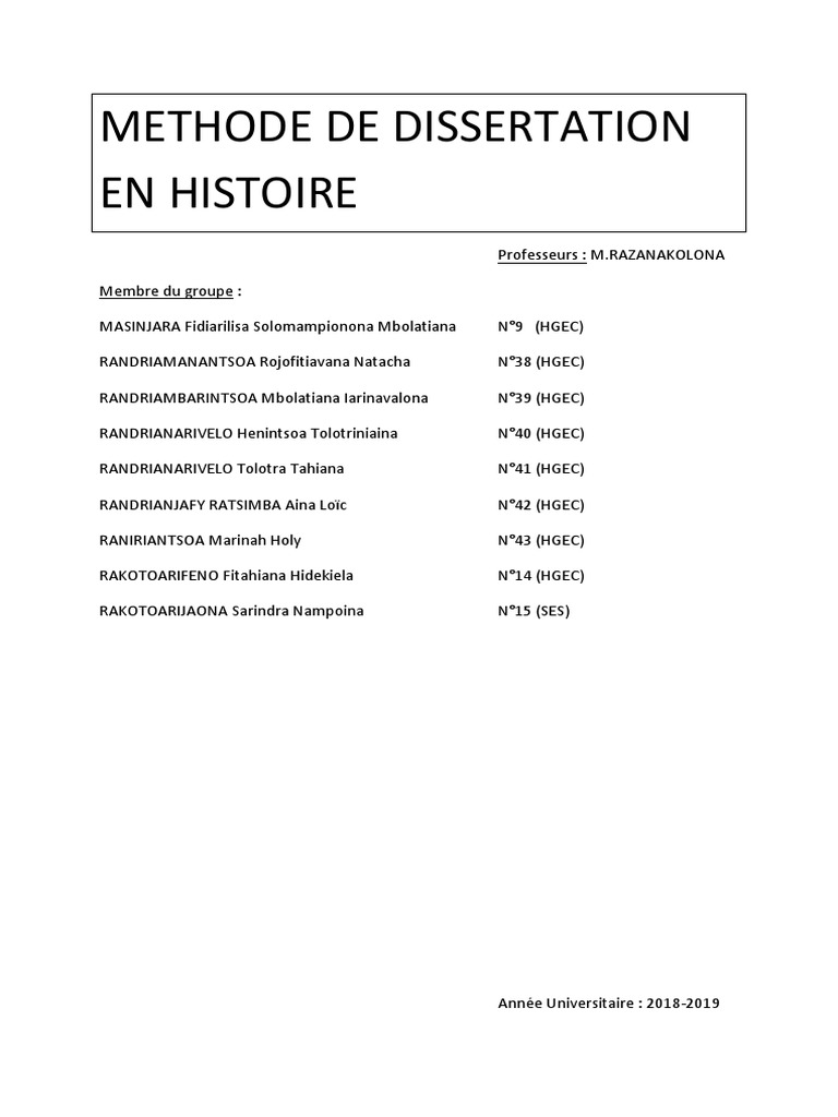 Methode de Dissertation en Histoire PDF | PDF | Évolution | Impression