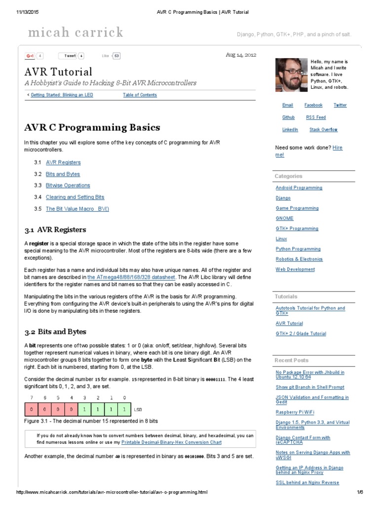 AVR C Programming Basics - AVR Tutorial | PDF