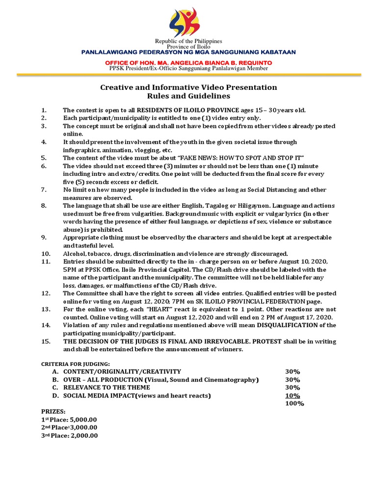 Creative and Informative Video Presentation Rules and Guidelines | PDF