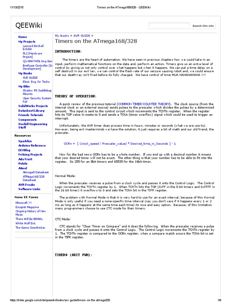 Timers On The ATmega168 - 328 - QEEWiki | PDF | Timer | Computer Engineering