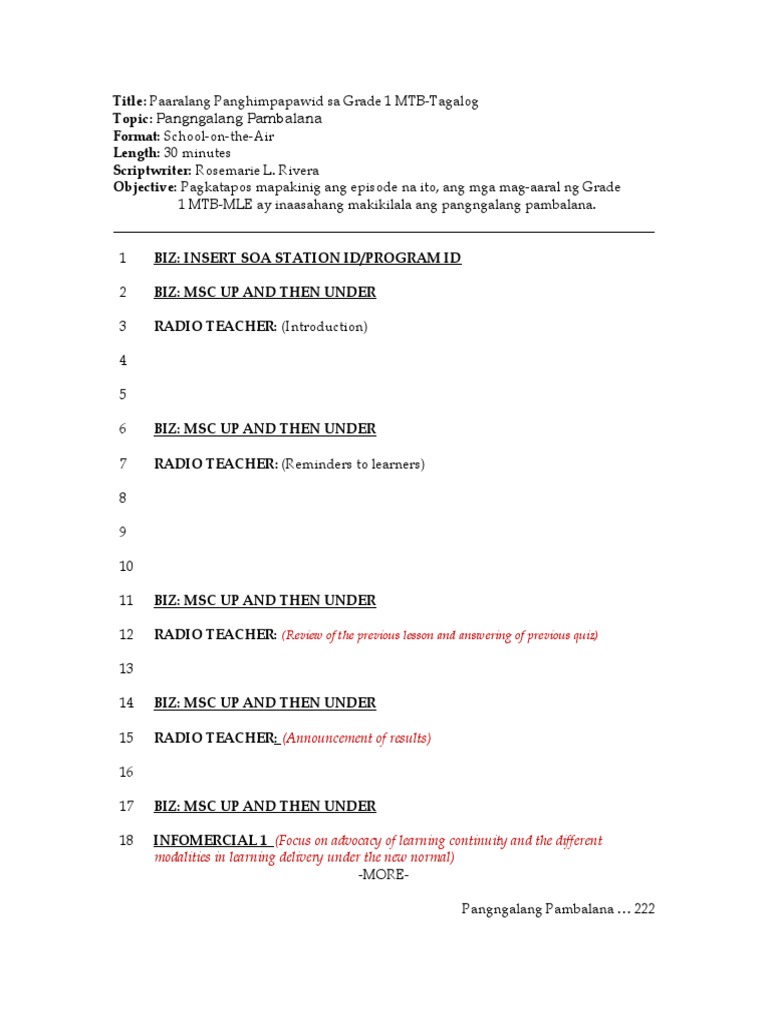 TEMPLATE RADIO SCRIPT - Mldmchico | PDF | Learning