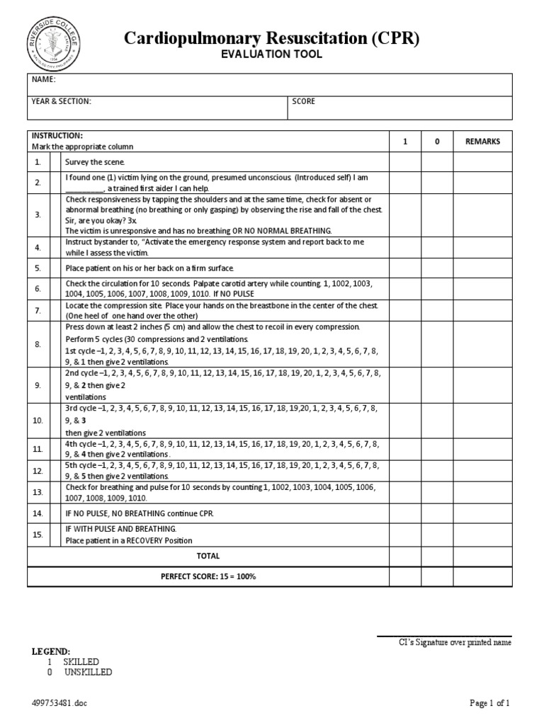 CPR Evaluation Tool: A Comprehensive Scoring Rubric for Assessing ...
