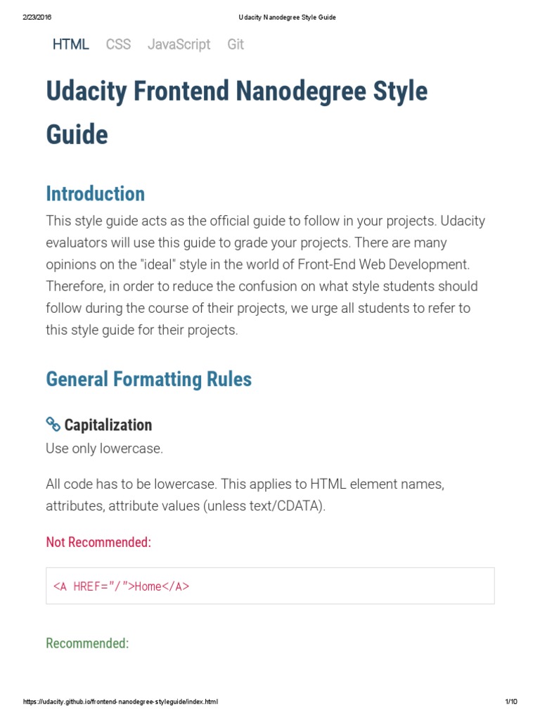 Frontend Style Guide for Students | PDF | Html | Cascading Style Sheets
