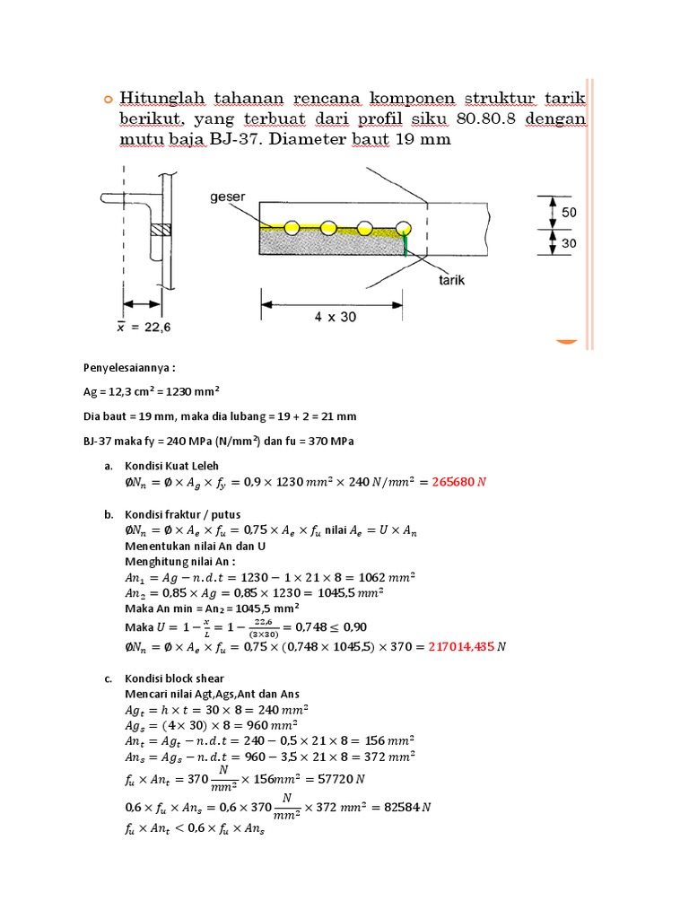 Jawaban Contoh Soal Block Shear PDF | PDF