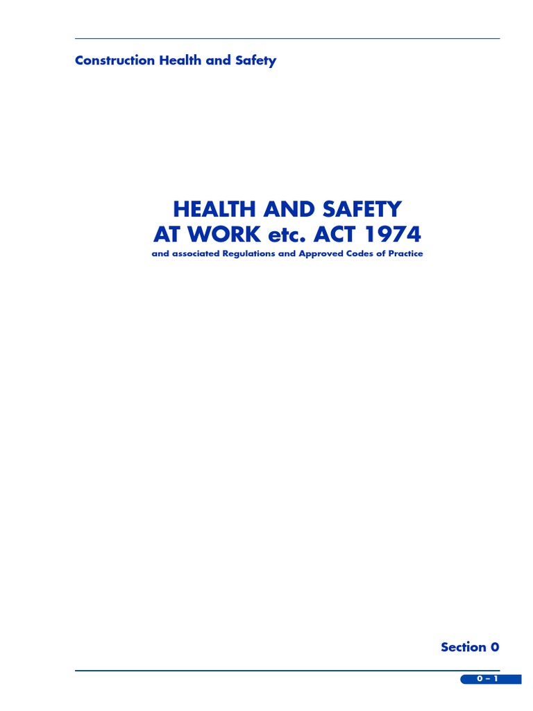 0 - Health and Safety at Work Etc. ACT 1974 | PDF | Employment ...