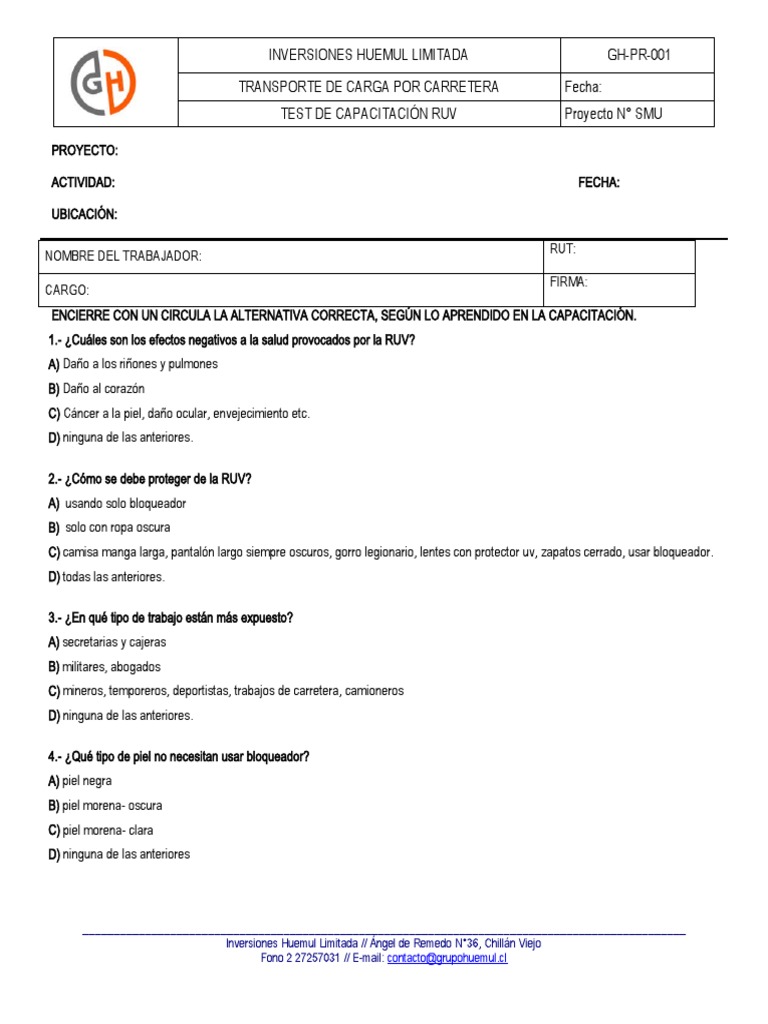 Test Capacitación Ruv | PDF