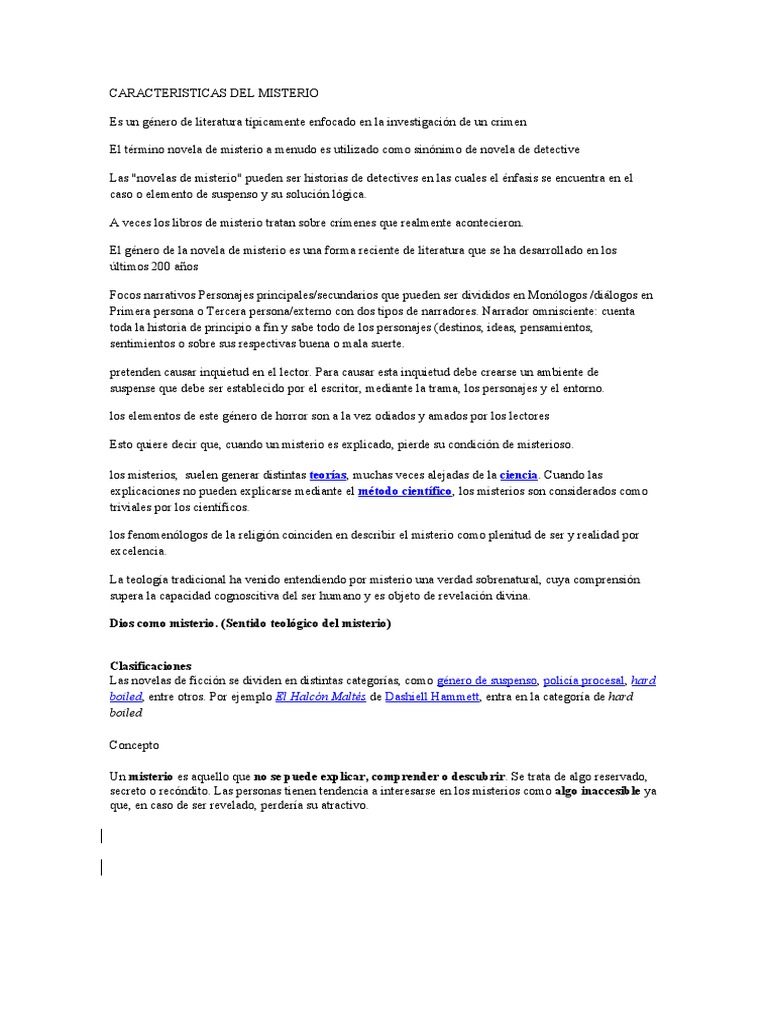 Características del Género de Misterio | PDF