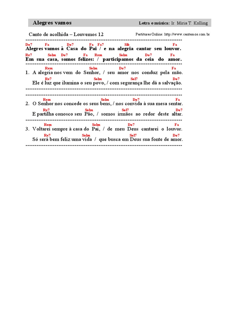 6 A - Alegres Vamos A Casa Do Pai e Na Alegria | PDF