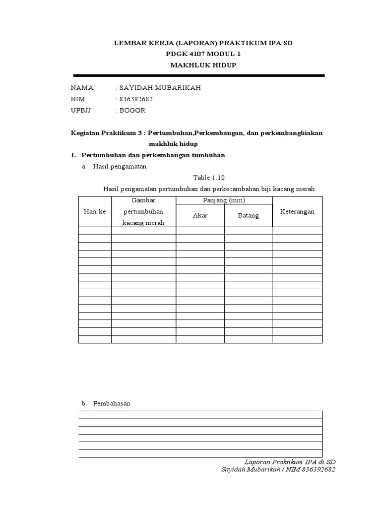 Praktikum Pertumbuhan Tumbuhan SD | PDF | Griya & Taman | Sains & Matematika