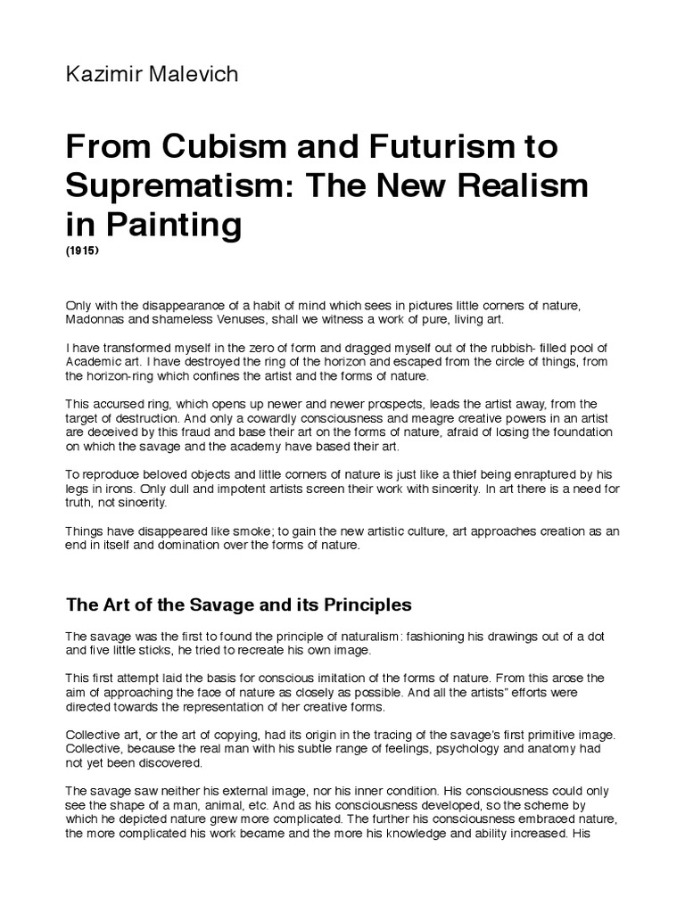 Malevich's Suprematism and Art Evolution | PDF | Paintings | Intuition