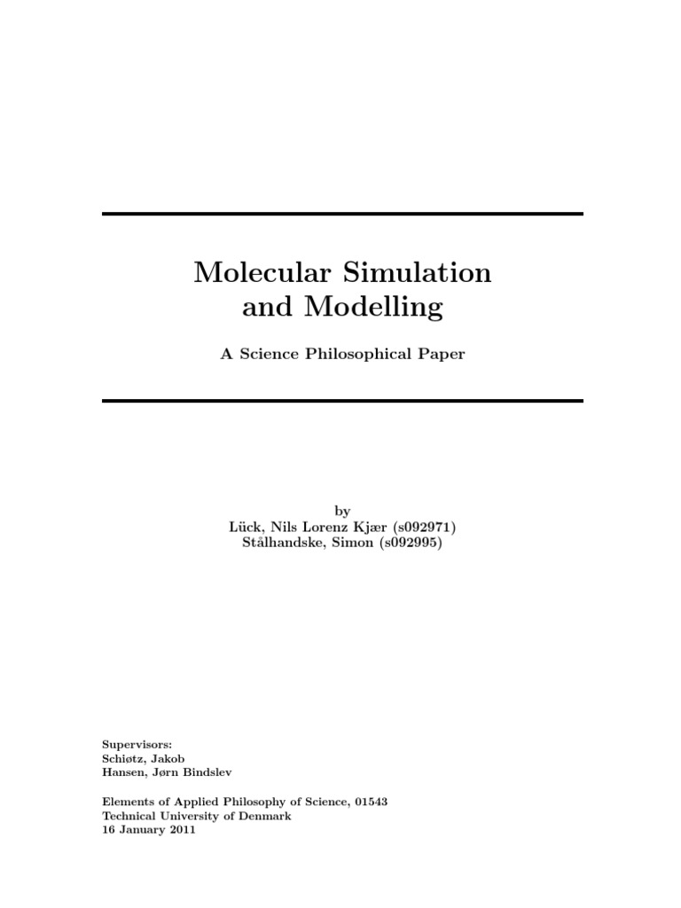 Molecular Simulation and Modelling: A Science Philosophical Paper | PDF ...