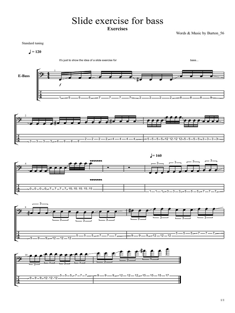 Bass Slide Exercise Guide | PDF | Musical Instruments | Music Technology