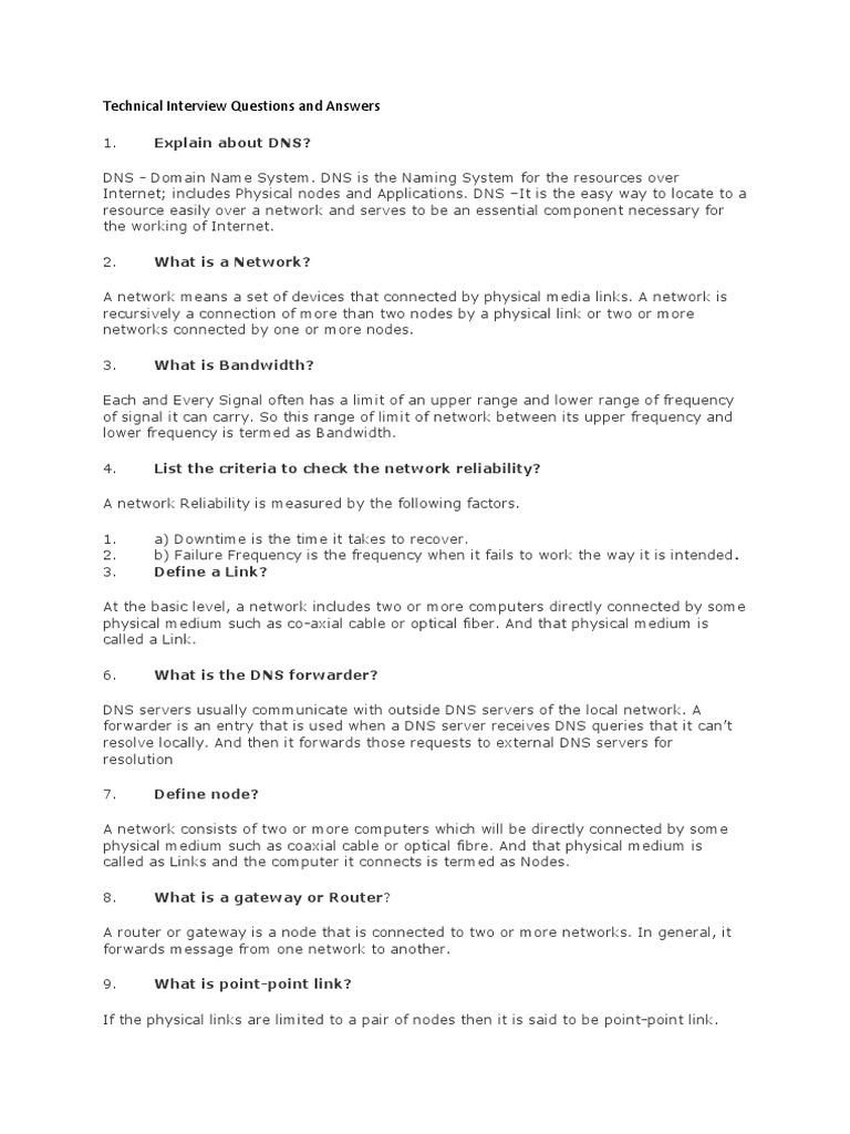 Technical Interview Questions and Answers | PDF | Domain Name System | Computer Network