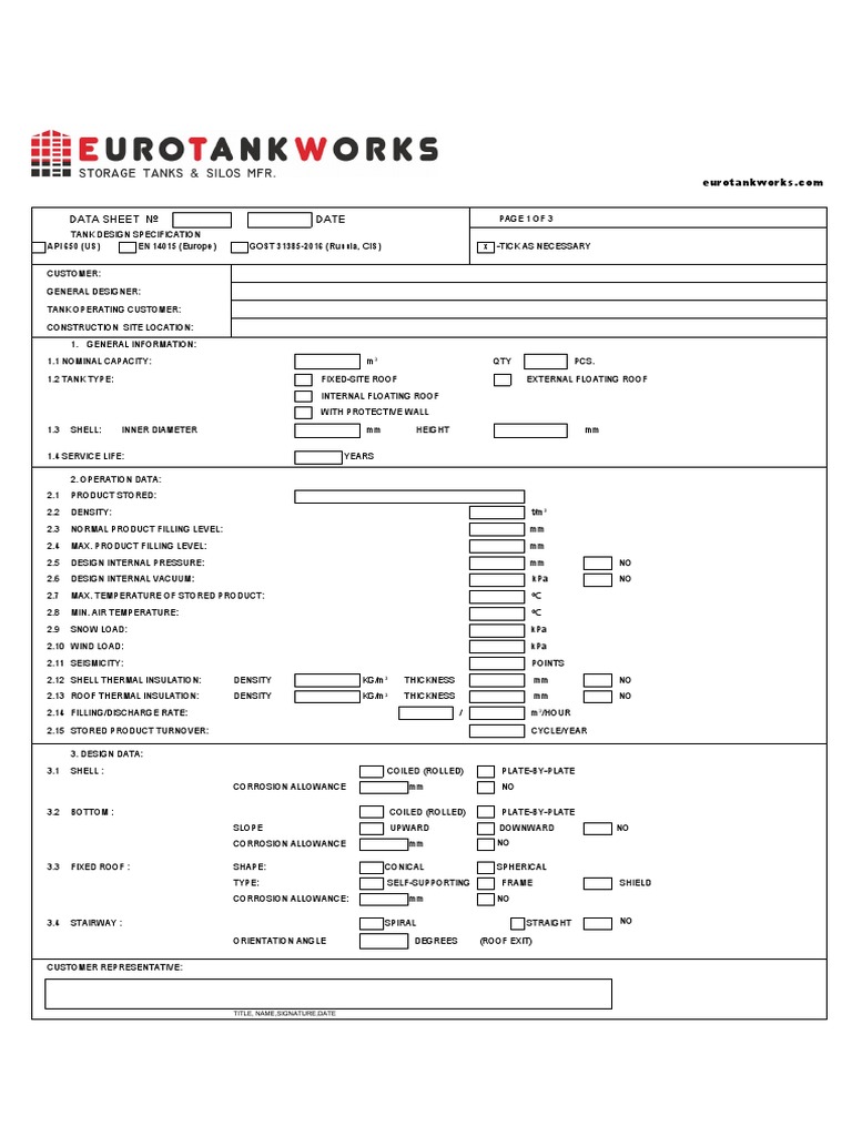Tank Design Specifications Overview | PDF | Roof | Sheet Metal