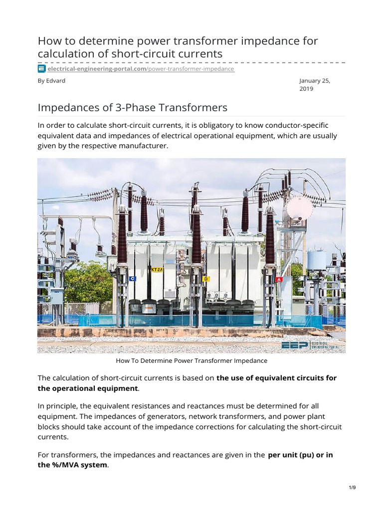 How To Determine Power Transformer Impedance For Calculation Of Short Circuit Currents